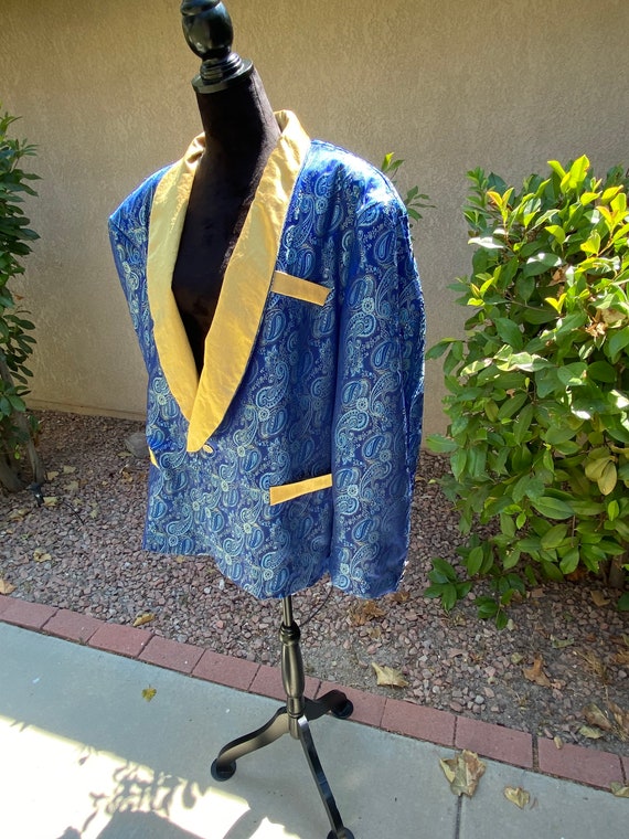 Blue Brocade Smoking Jacket - Etsy