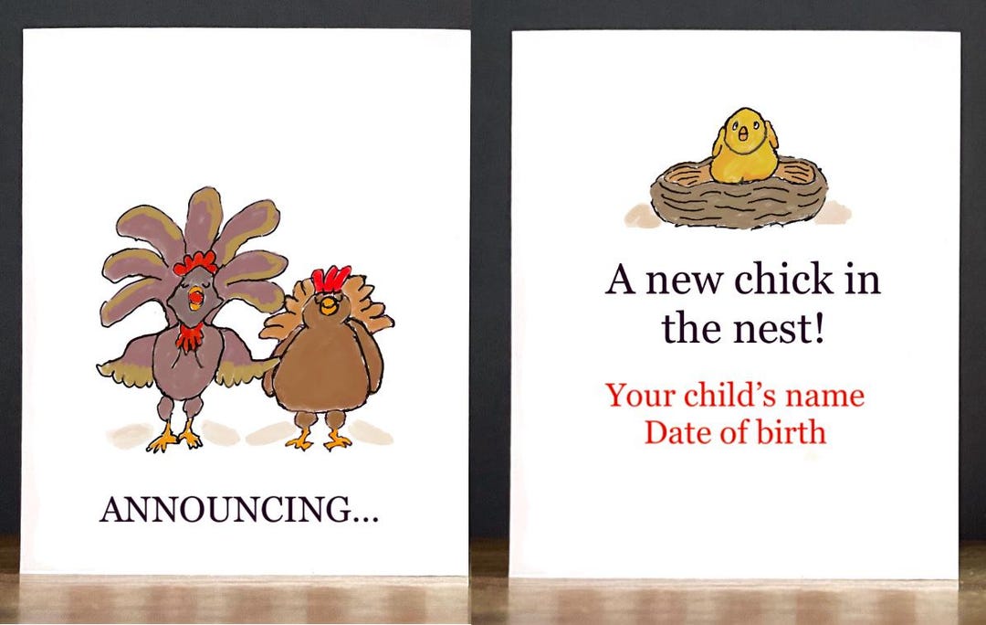 Birth Announcement: A New Chick in the Nest - Etsy