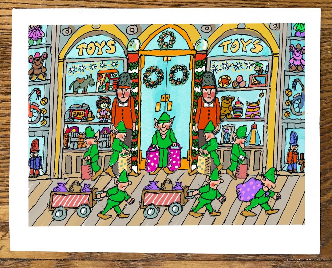 Christmas Cards: Elves at Work - Etsy