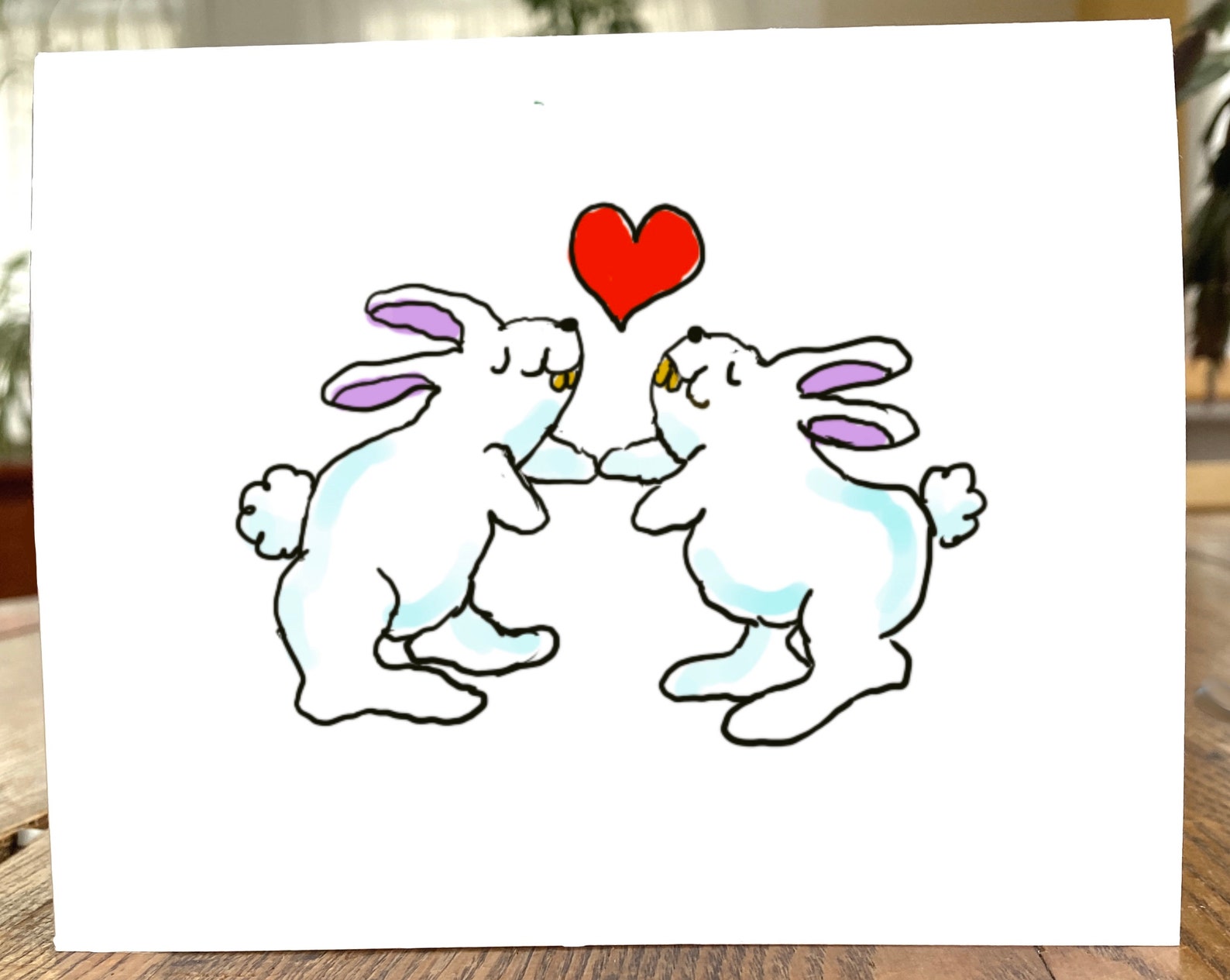 Anniversary Card: Two Rabbits in Love - Etsy Italia