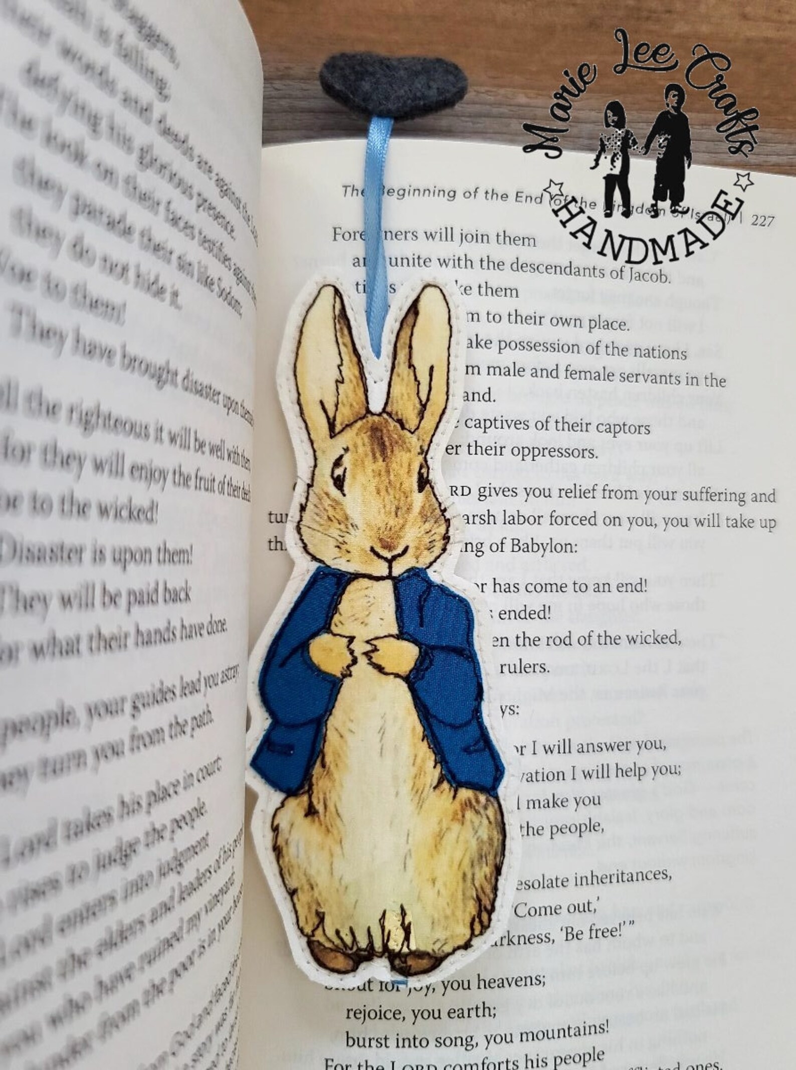 Peter Rabbit Fabric Bookmark by Beatrix Potter,custom Made Marker ...