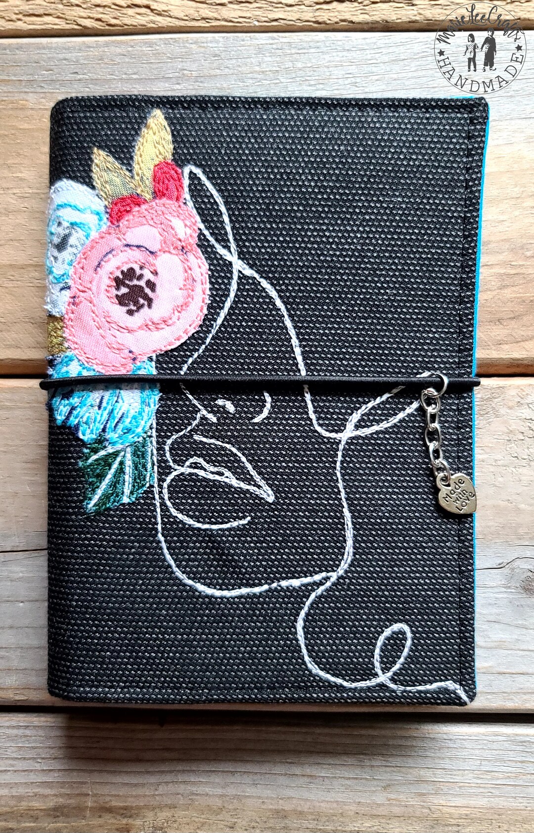 The Woman Floral Line Art Fabric Notebook Cover, Travelers Notebook ...