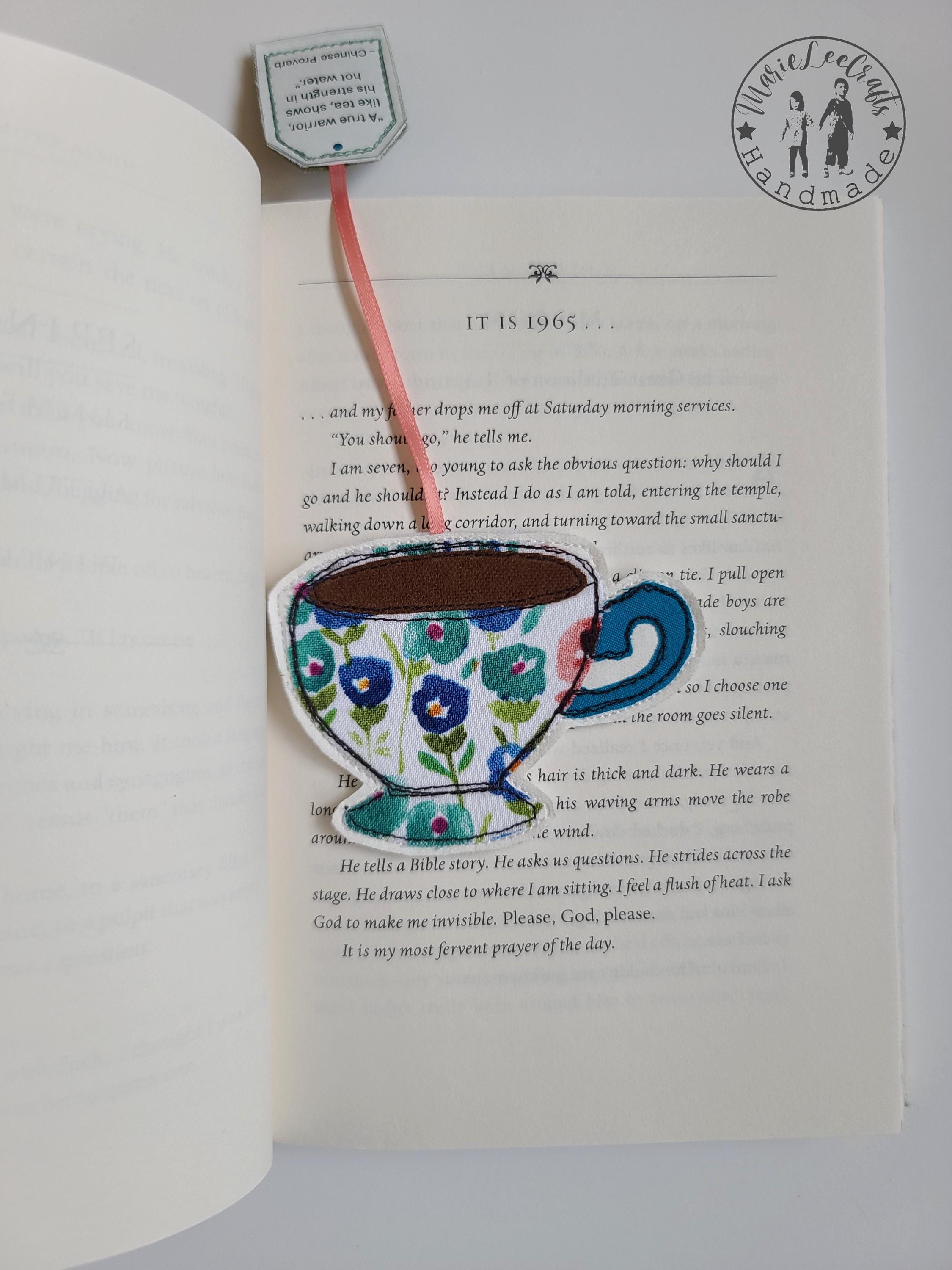 Personalized Teacup Fabric Bookmark: Embroidered Journal Marker - Etsy
