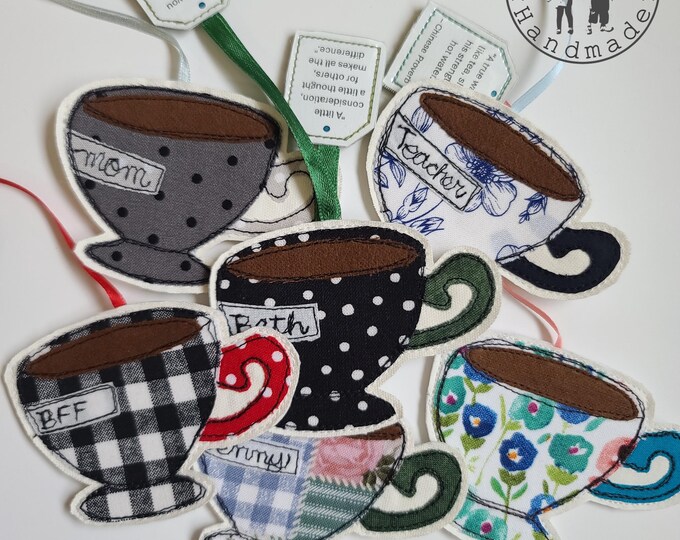 Personalized Teacup Fabric Bookmark: Embroidered Journal Marker - Etsy