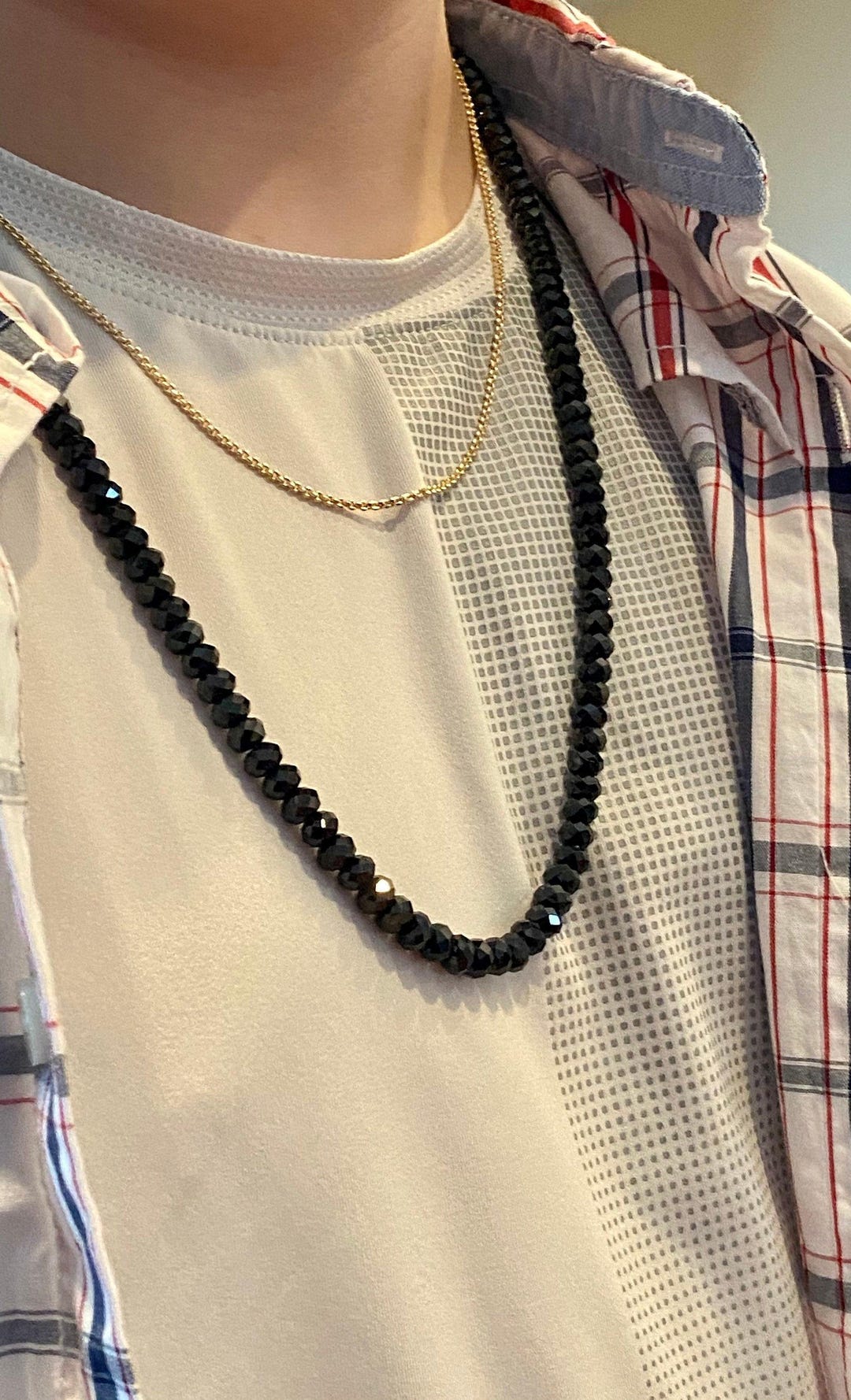 Unisex Black Spinel Necklace: 6mm or 5mm Beaded Gemstone Necklace With ...