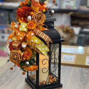 Halloween Candy Corn Lantern Swag, Fall Floral Table Runner, Seasonal ...
