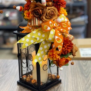 Halloween Candy Corn Lantern Swag, Fall Floral Table Runner, Seasonal ...