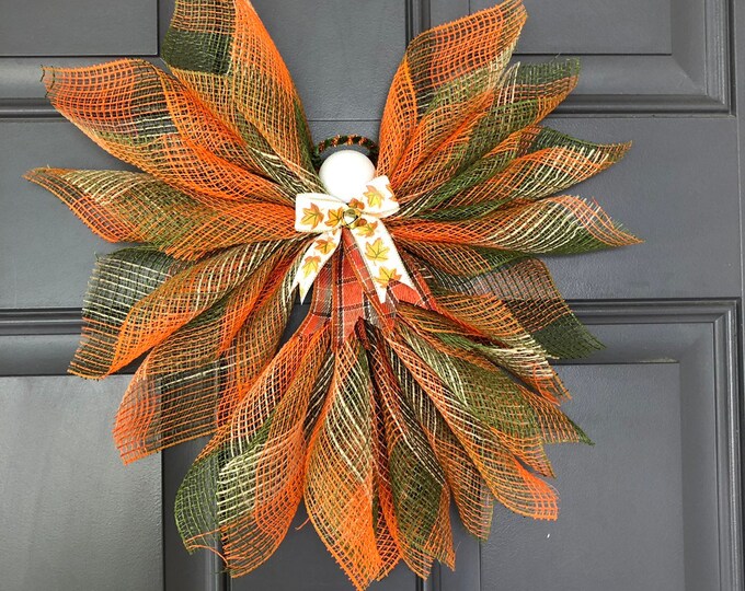 Fall Angel Wreath Angel Tree Topper Thanksgiving Decor Autumn Front ...