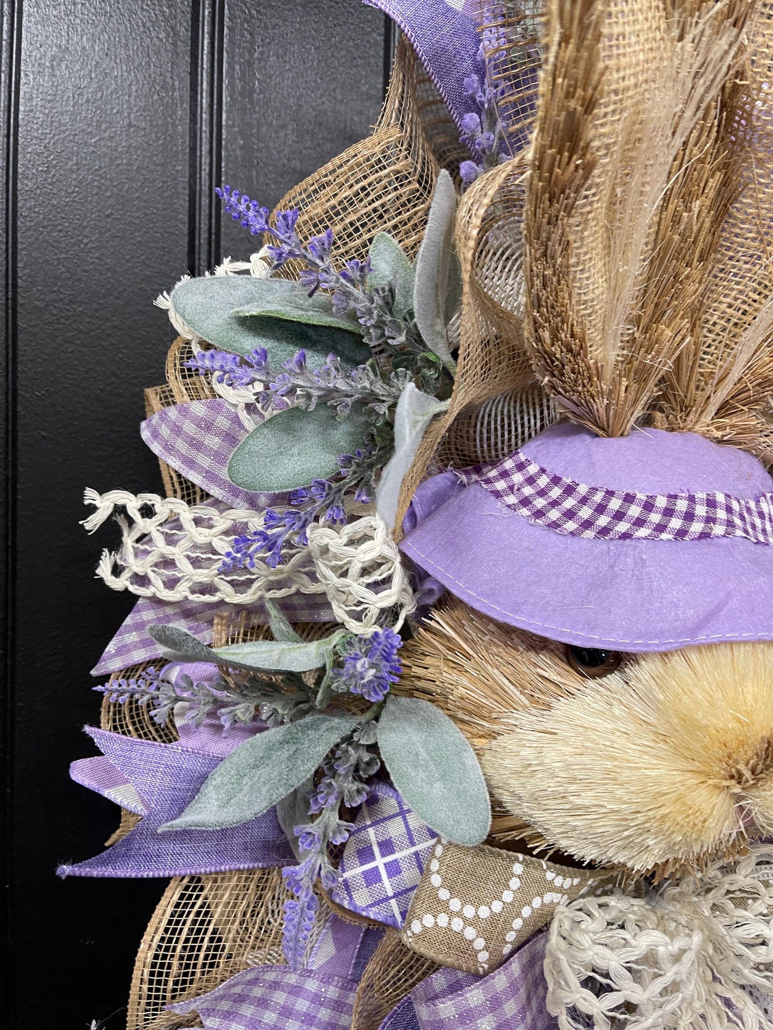Lavender Spring Bunny Swag, Easter Rabbit Floral Wreath, Holiday Front ...