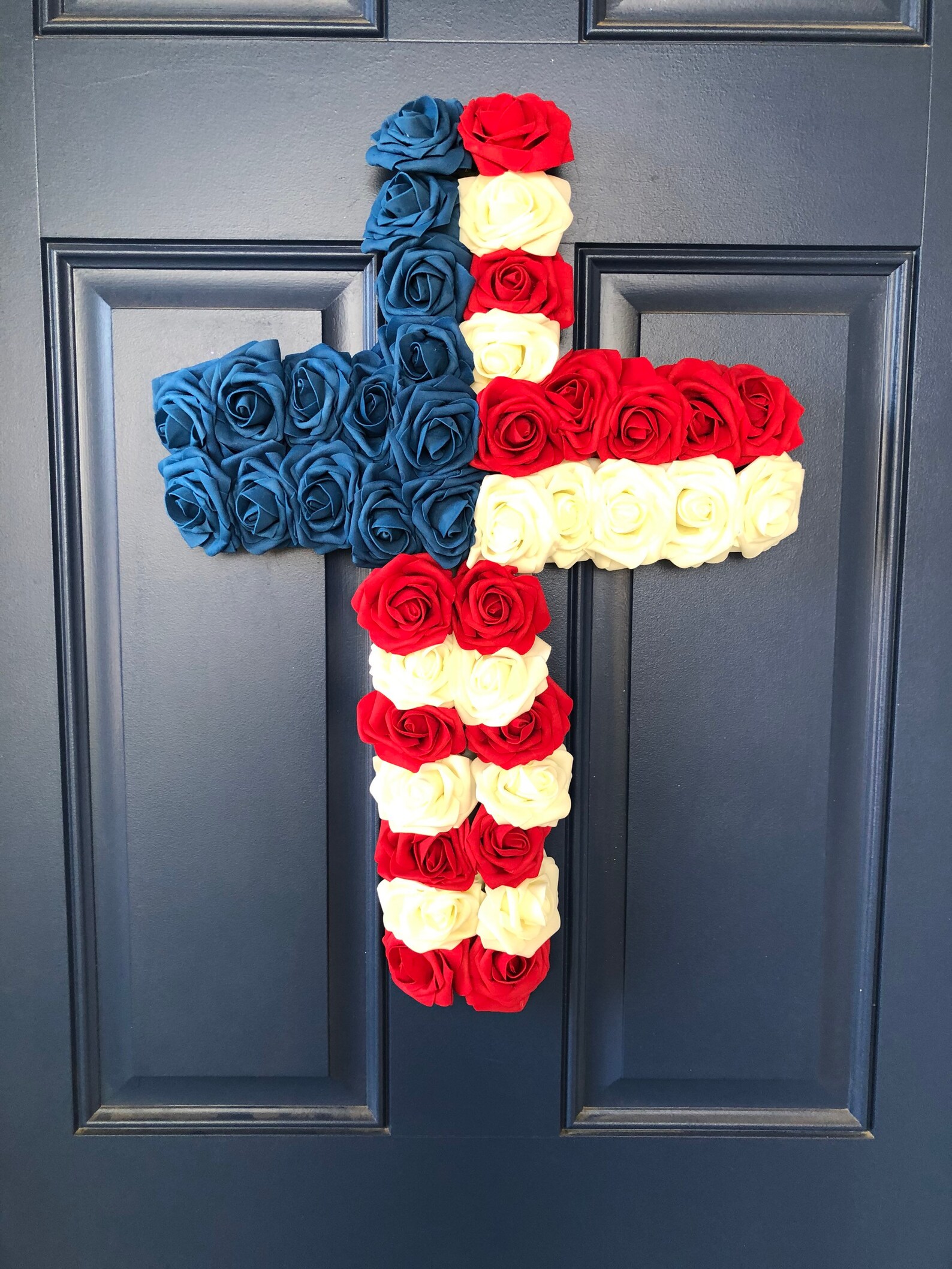 Patriotic Rose Cross Wreath Memorial Day Graveside Floral - Etsy