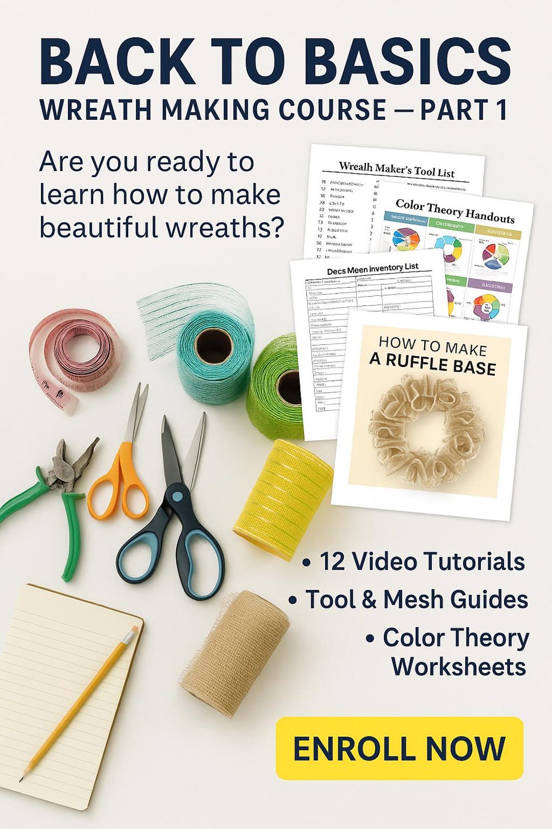 Wreath Making Back to Basics Virtual Class, How to Make Deco Mesh ...