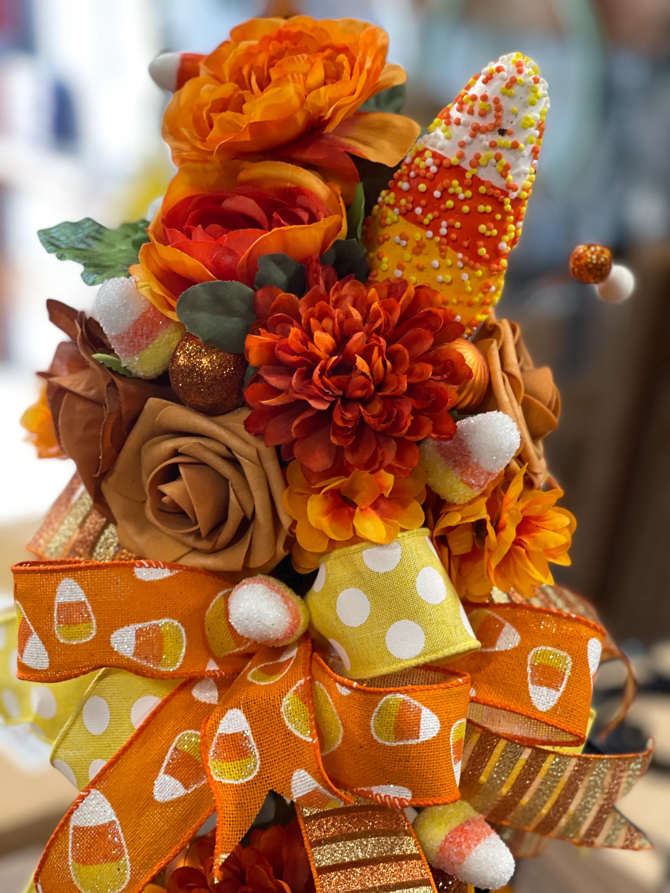 Halloween Candy Corn Lantern Swag, Fall Floral Table Runner, Seasonal ...