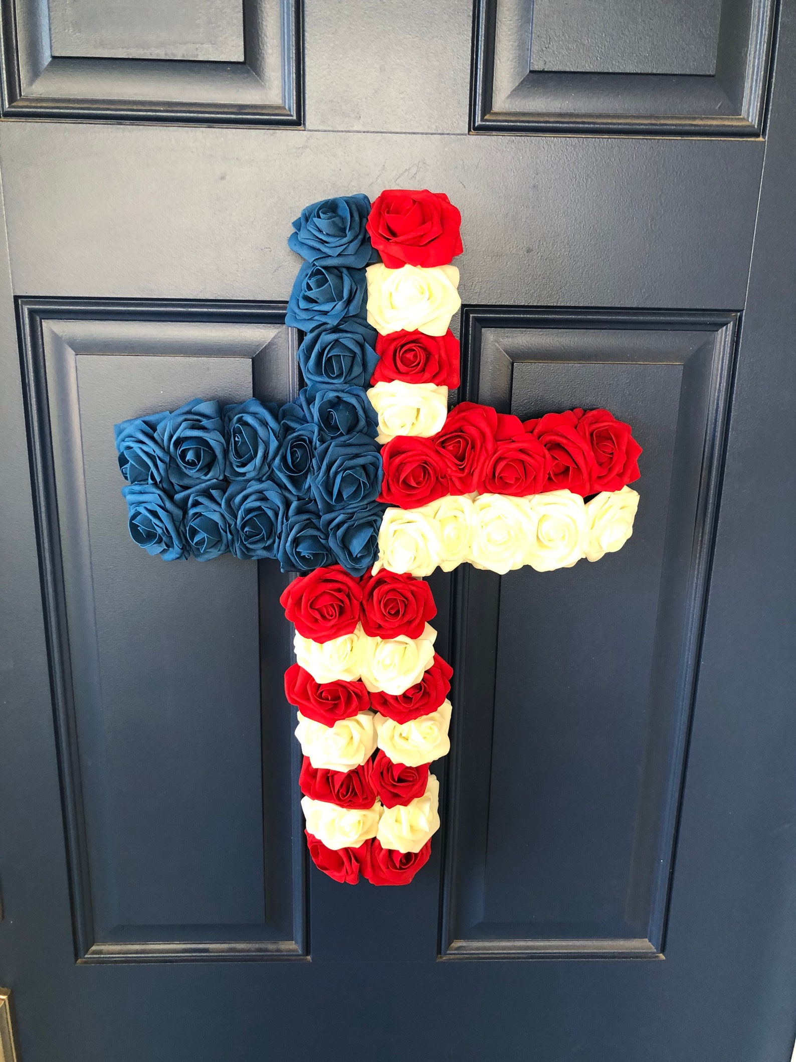 Patriotic Rose Cross Wreath Memorial Day Graveside Floral - Etsy