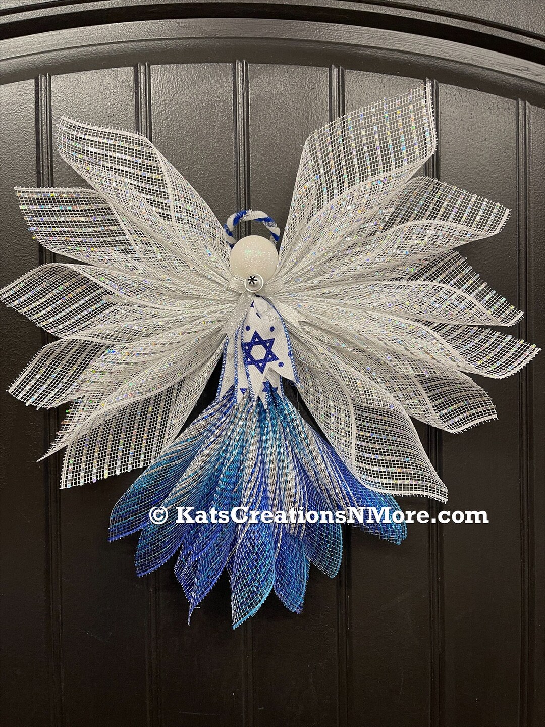 Hanukkah Angel Tree Topper, Star of David Guardian Angel Wreath, Israel ...