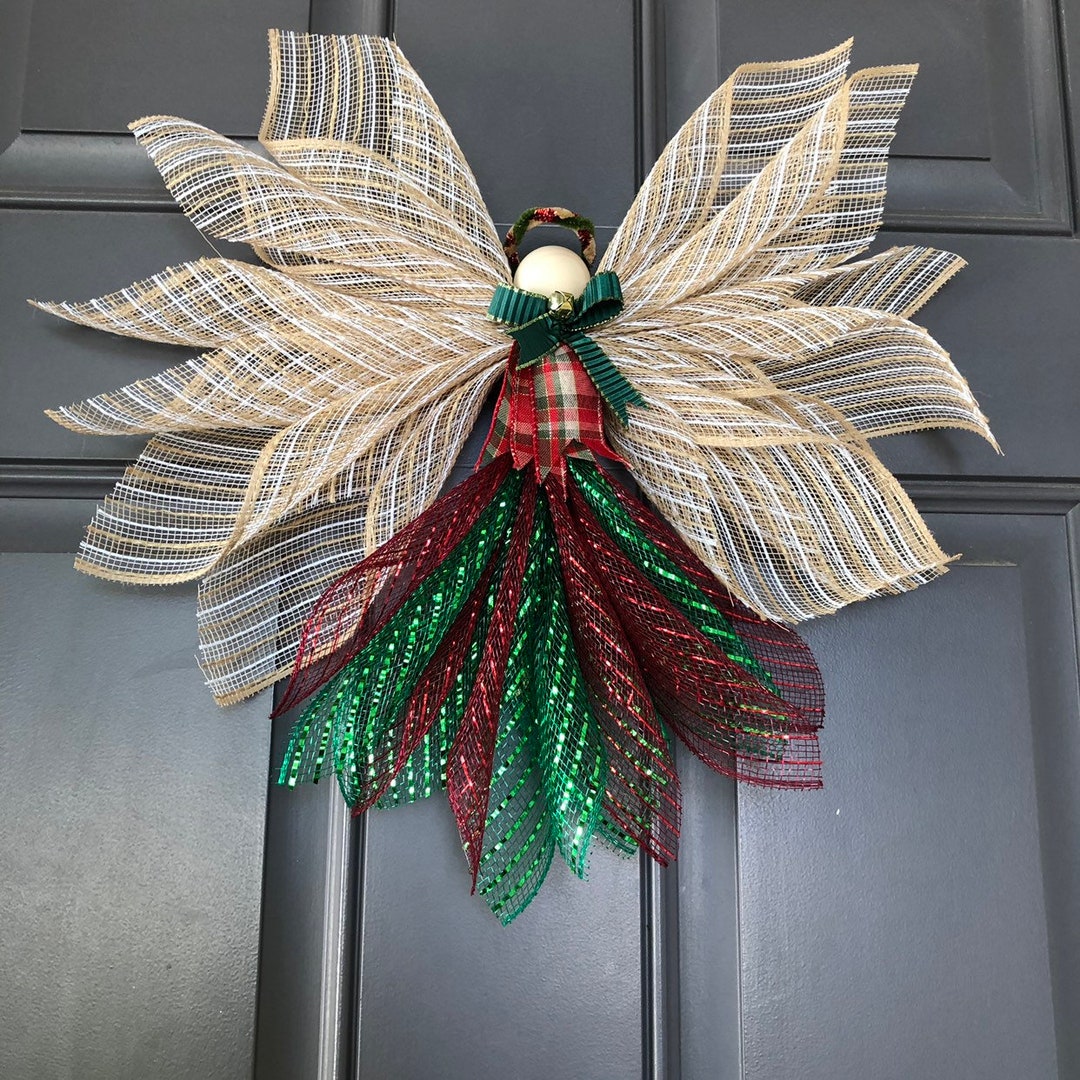 Rustic Angel Tree Topper, Country Christmas Decor Wreath, Holiday ...