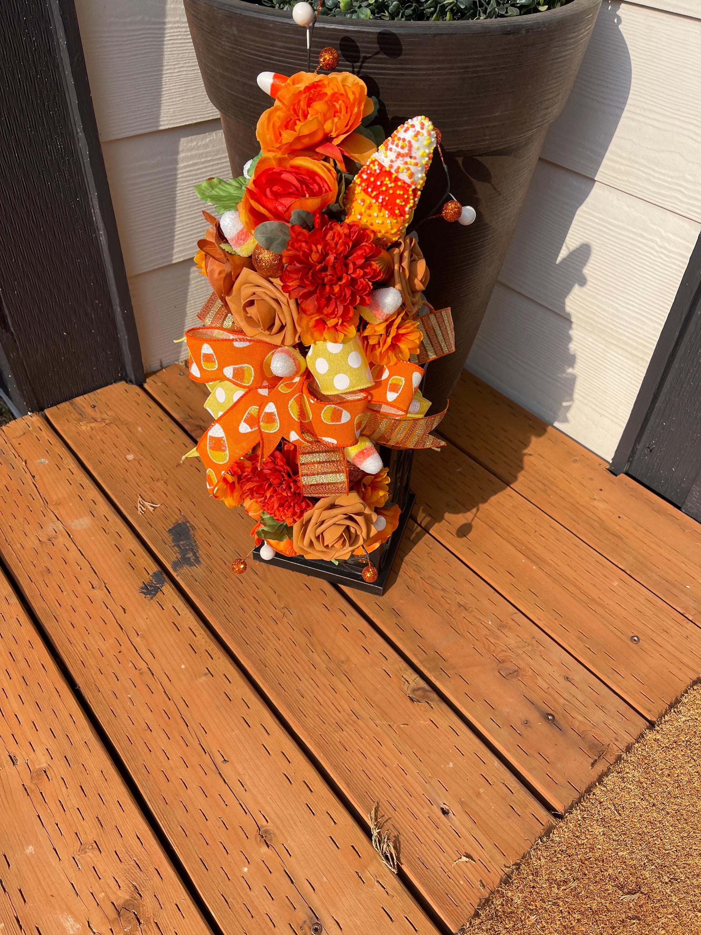Halloween Candy Corn Lantern Swag, Fall Floral Table Runner, Seasonal ...