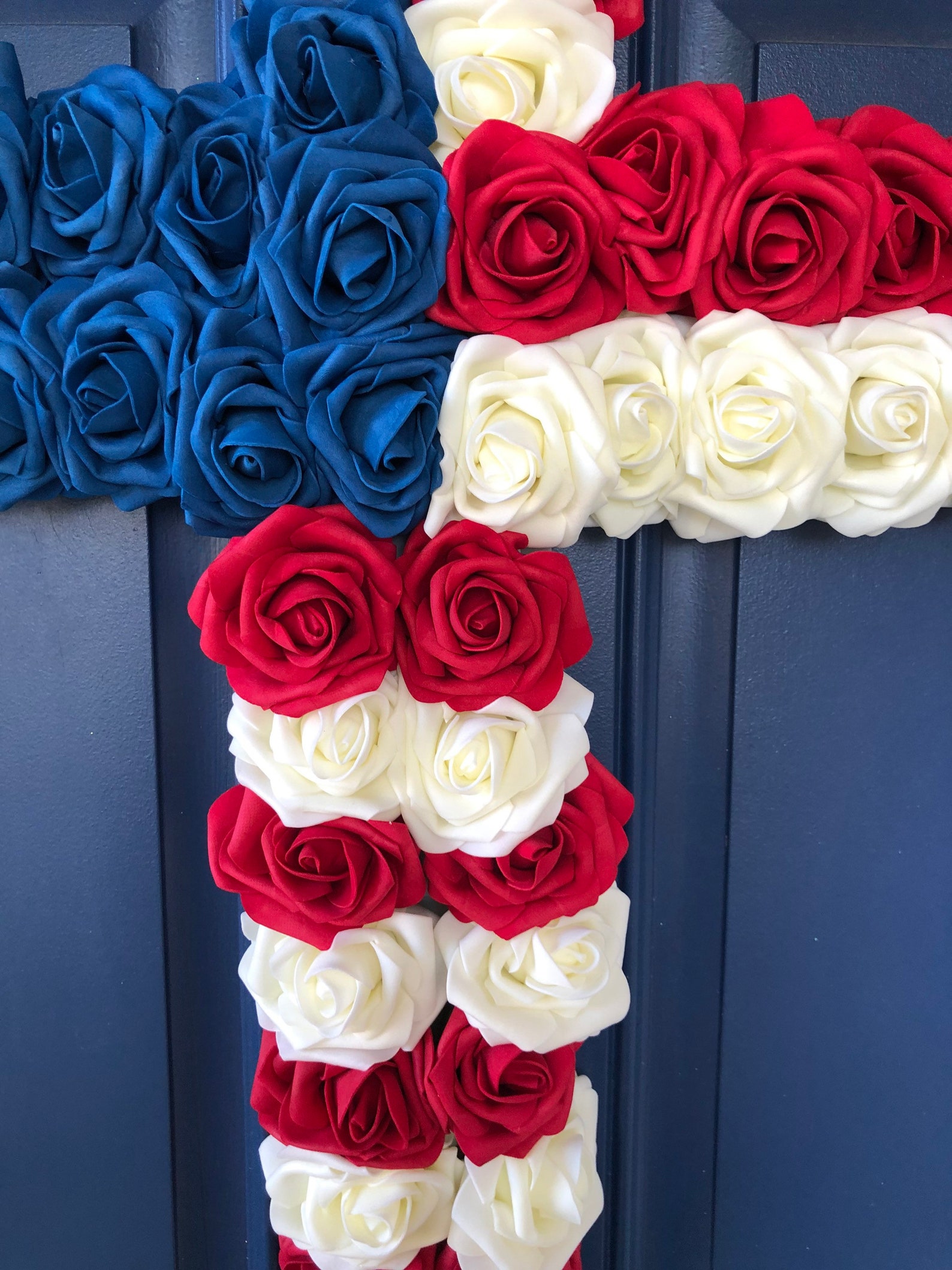 Patriotic Rose Cross Wreath Memorial Day Graveside Floral - Etsy