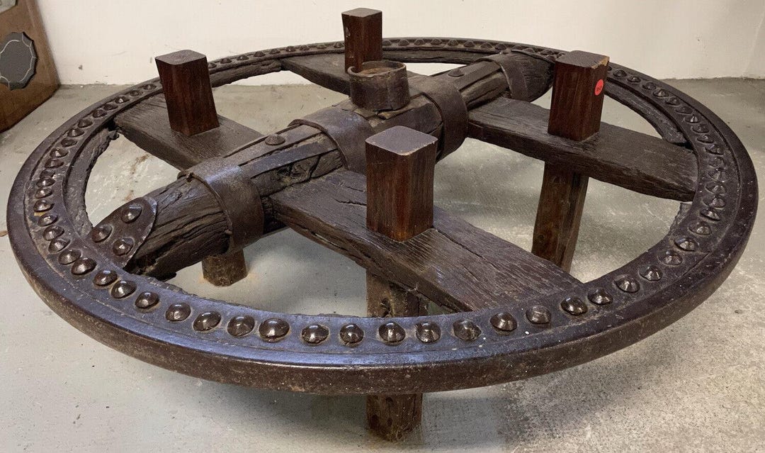 Chariot Wheel Cart Portugal Spain High Period Coffee Table Folk Art - Etsy