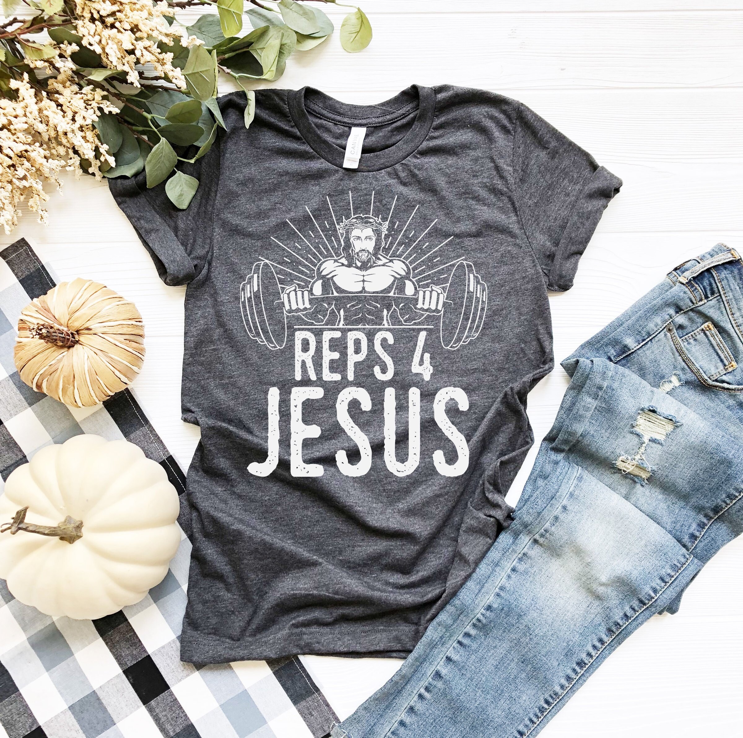 Reps 4 Jesus T-shirt Funny Gym Tee Weightlifting Shirt Religious ...