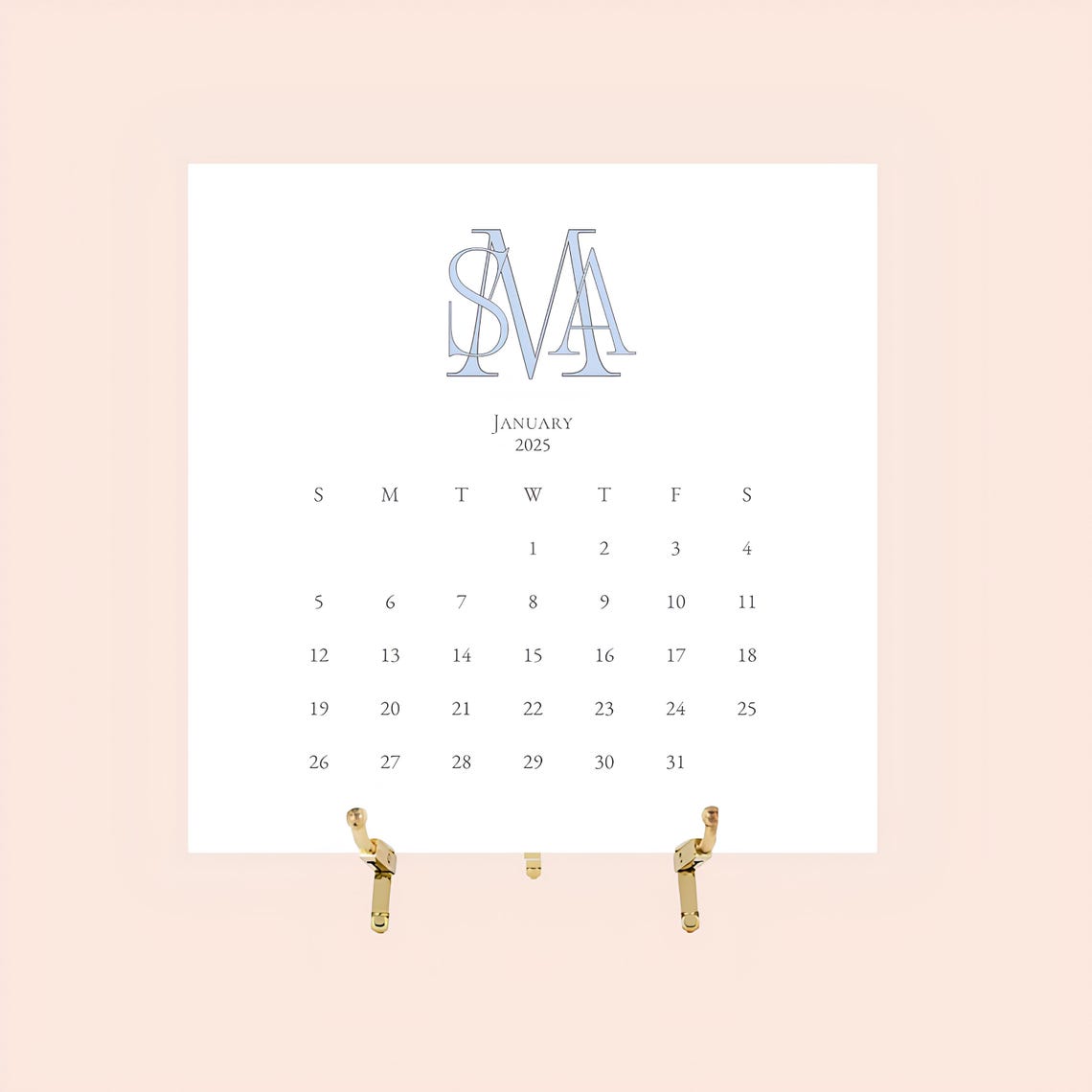 Digital 2025 Calendar, Digital Monogrammed Calendar, Downloadable ...