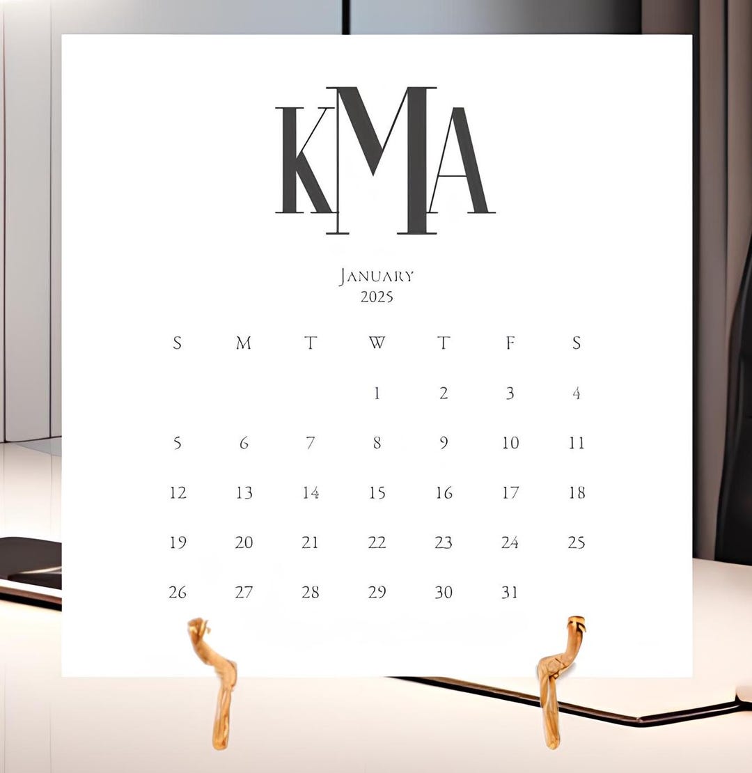 2025 Monogrammed Desk Calendar, Personalized Office Decor, Custom ...
