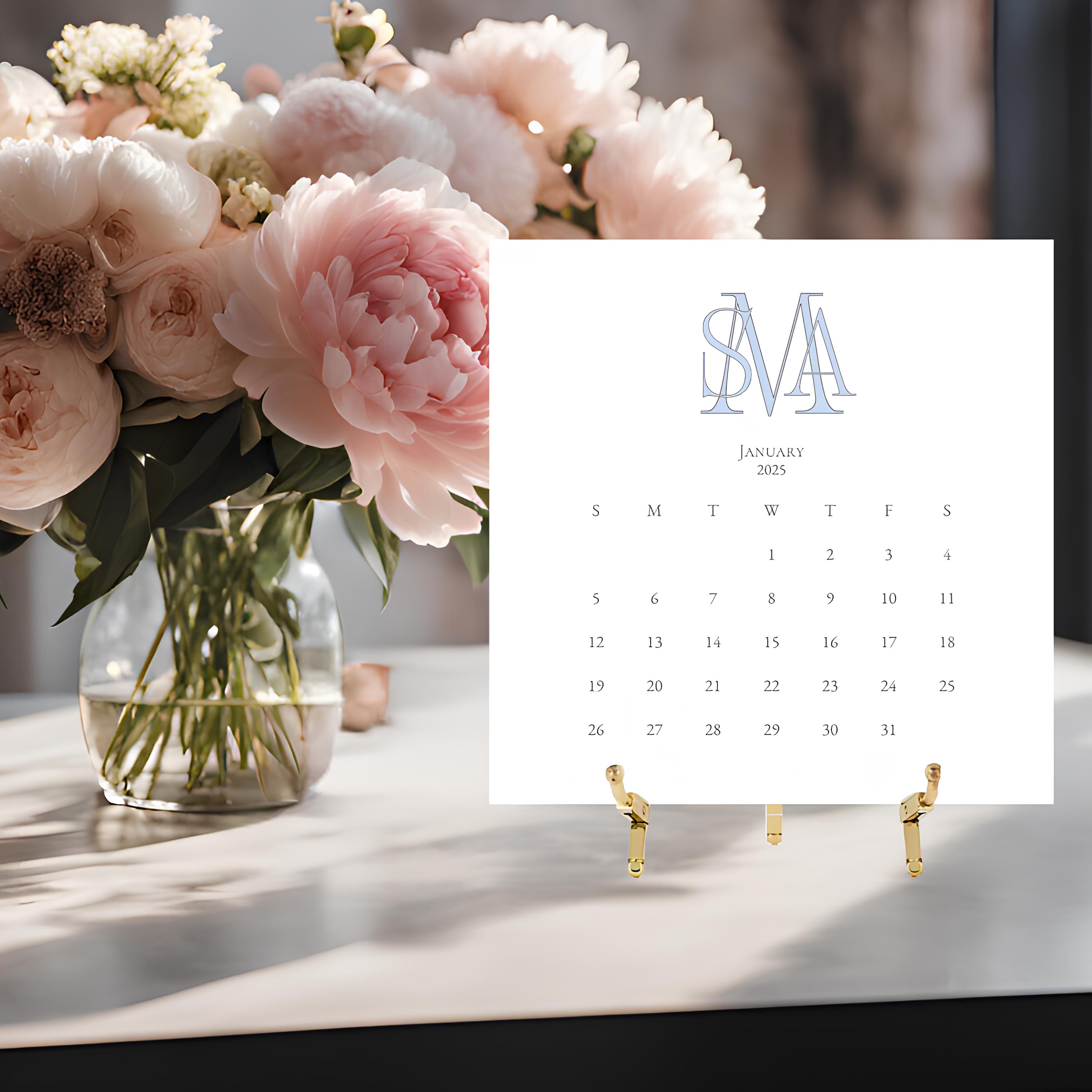 Digital 2025 Calendar, Digital Monogrammed Calendar, Downloadable ...