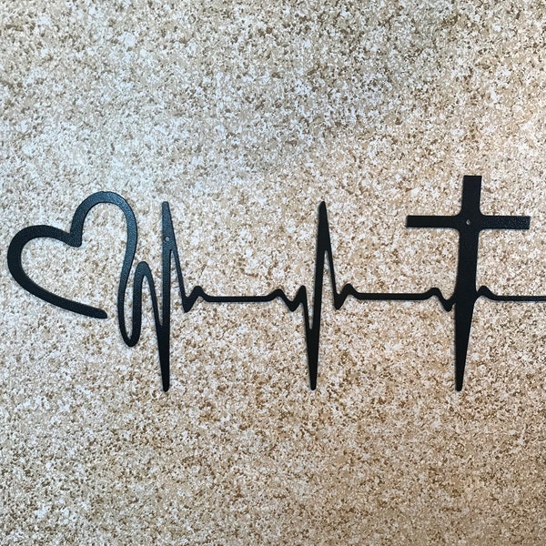Cross and Heartbeat - Etsy