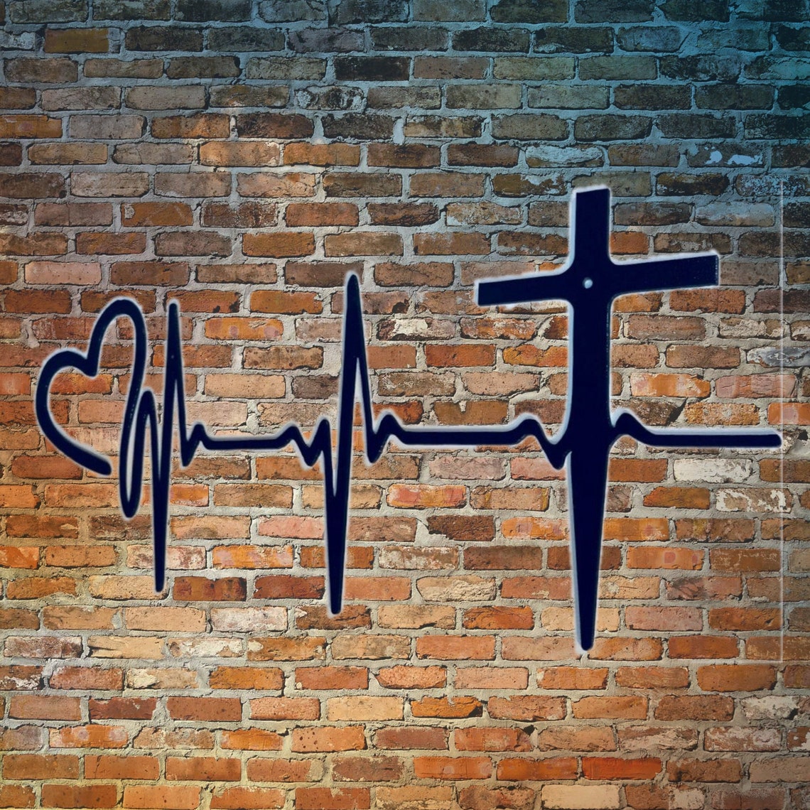 CROSS HEARTBEAT Metal Art Metal Art Metal Wall Art Metal - Etsy