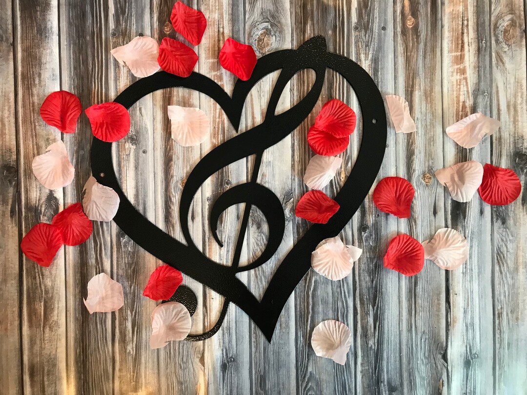 MUSIC HEART Metal Art, Metal Art, Metal Wall Art, Metal Wall Decor ...
