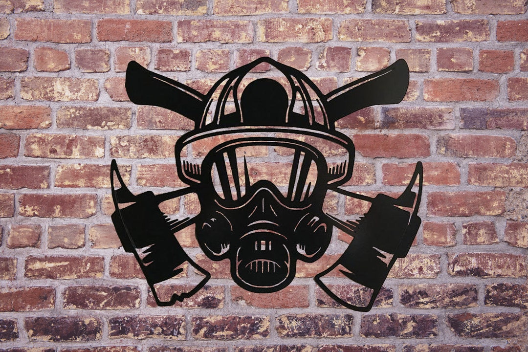 FIREFIGHTER FACE Wall Art, Metal Art, Metal Wall Art, Metal Wall Decor ...