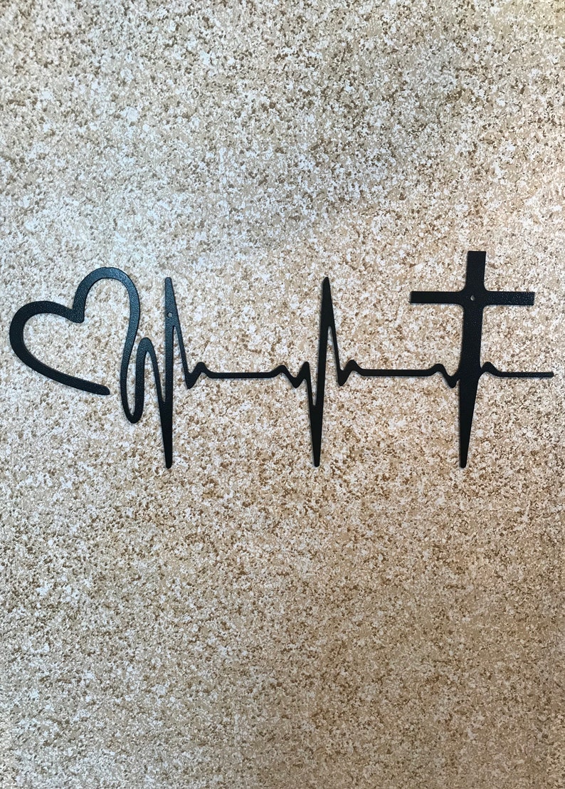CROSS HEARTBEAT Metal Art Metal Art Metal Wall Art Metal - Etsy
