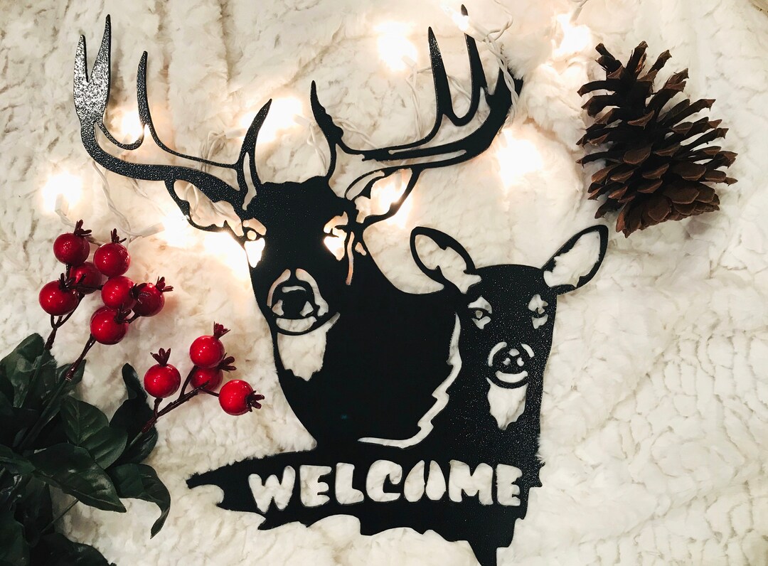 WELCOME SIGN DEER, Metal Art, Metal Wall Art, Metal Wall Decor, Metal ...