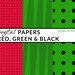 Digital Paper, Printable, Red, Green and Black Pattern Paper, 3 ...