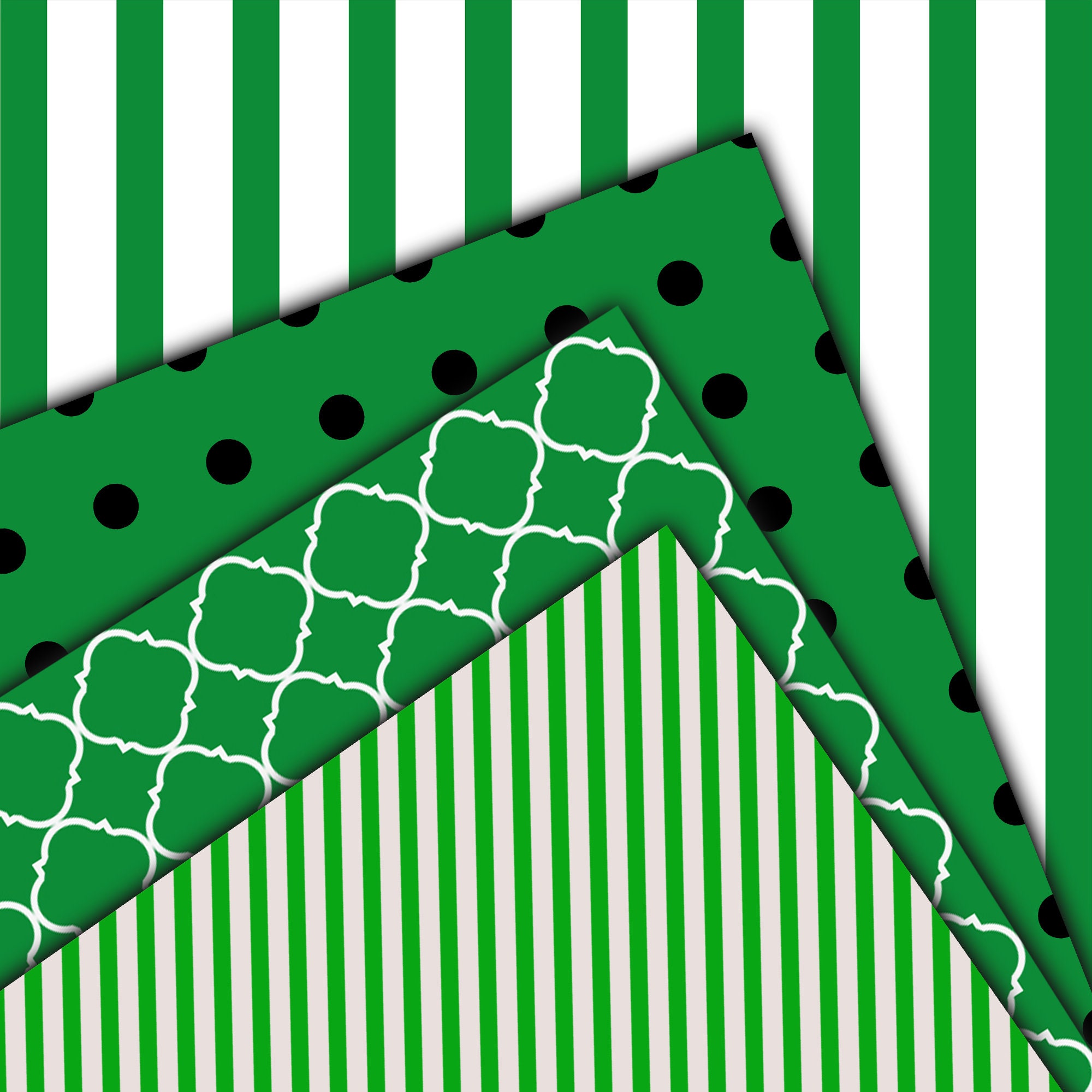 Digital Paper Printable Green White and Black Pattern - Etsy