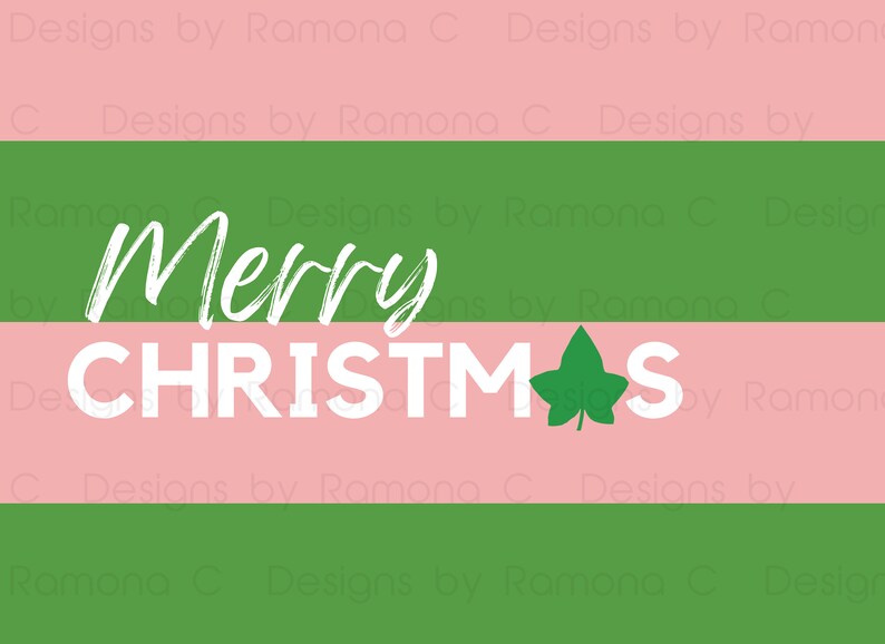 Pink and Green Merry Christmas Cards - Set of 12 Cards and Envelopes ...