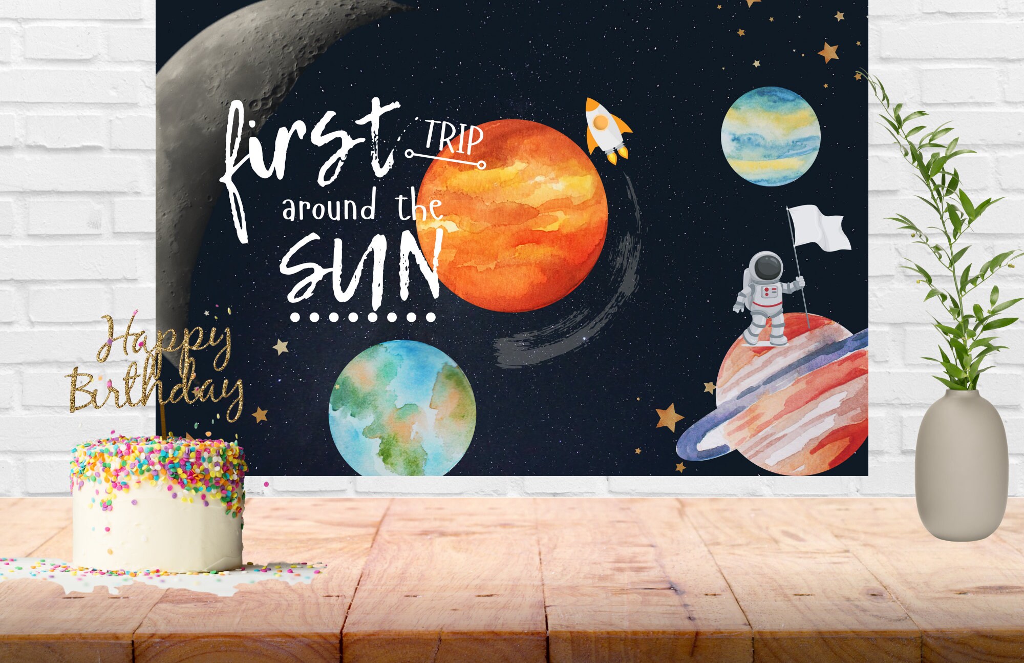 First Trip Around the Sun Birthday Welcome Sign Space Themed - Etsy