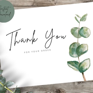 Eucalyptus Printable Thank You Card Insert | Small Business Thank You ...
