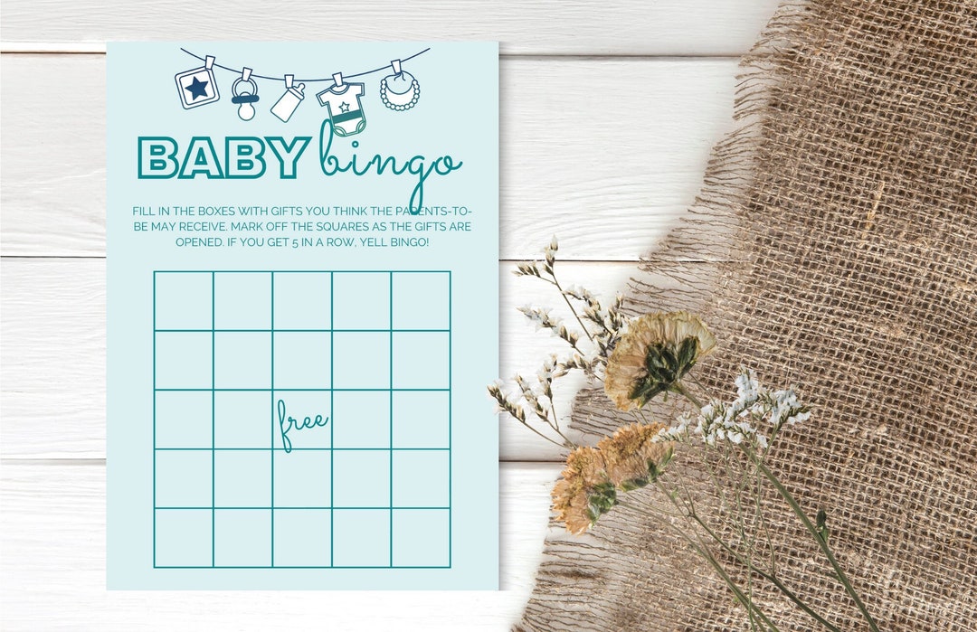 Blue Baby Shower Bingo | Baby Shower Games| Downloadable Template ...
