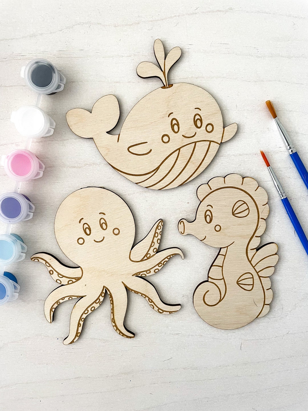 DIY Ocean Friends Wooden Paint Kit | Stocking Stuffer | Kids Craft - Etsy