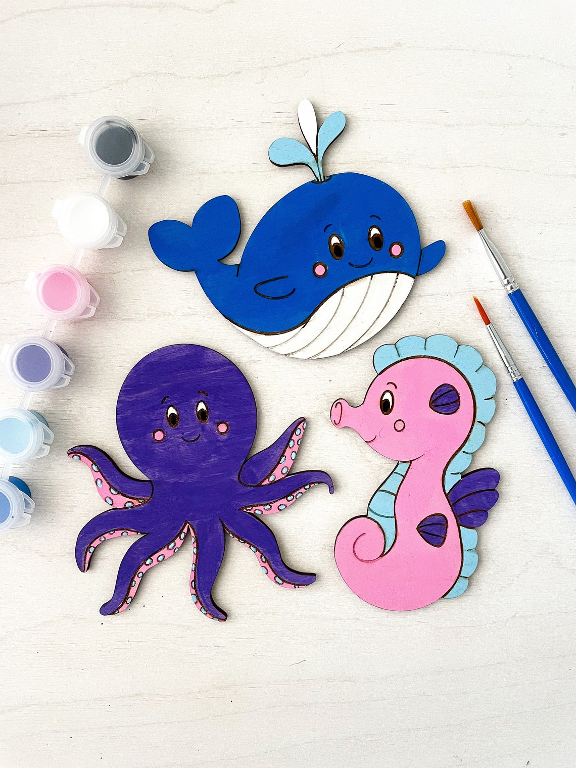 DIY Ocean Friends Wooden Paint Kit Stocking Stuffer Kids - Etsy
