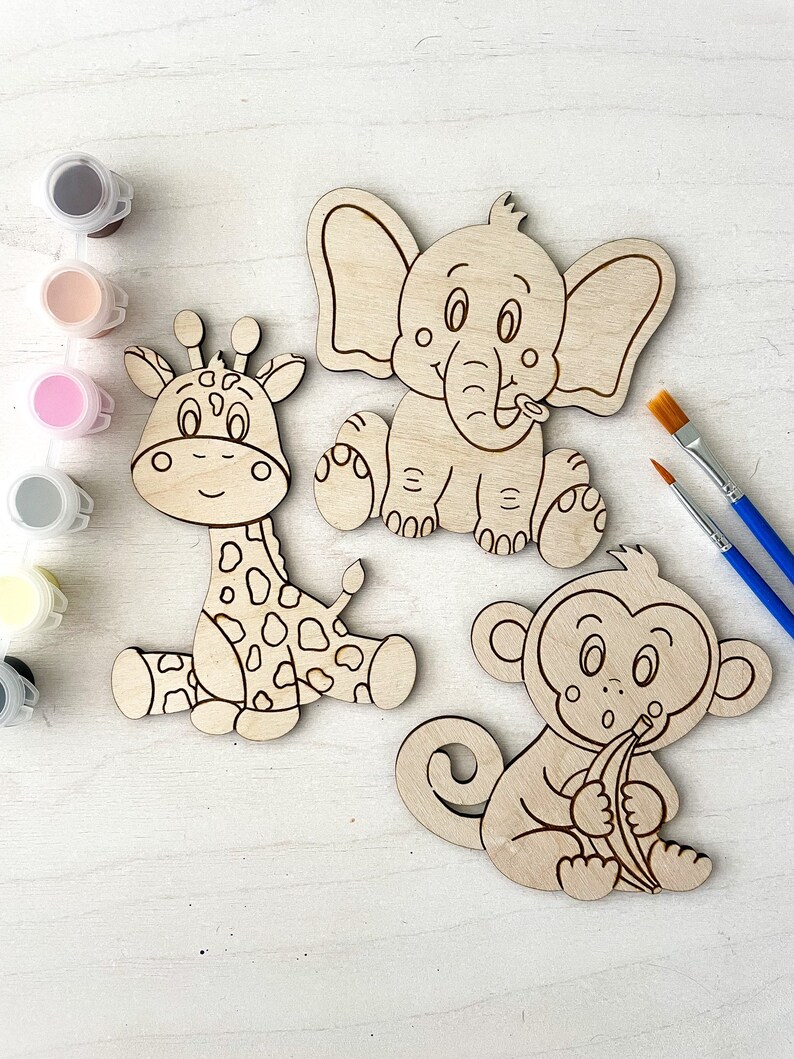 DIY Jungle Friends Wooden Paint Kit Stocking Stuffer Kids - Etsy