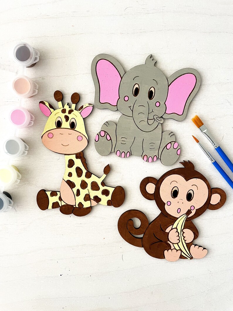 DIY Jungle Friends Wooden Paint Kit Stocking Stuffer Kids - Etsy