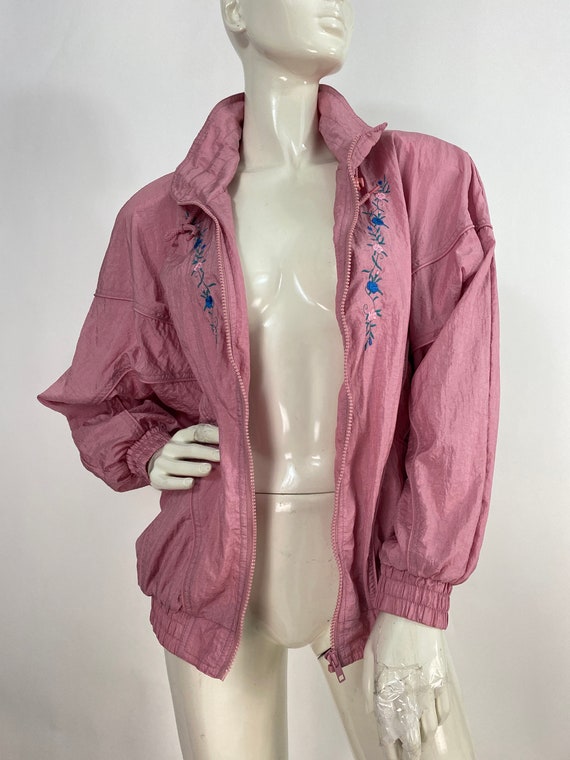 1980s windbreaker jacket, 1980s rose jacket - Gem