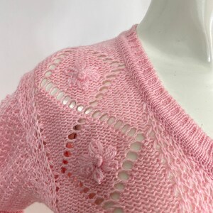 Pink Vintage Sweater, Flower Decal Sweater, Pink Floral Sweater - Etsy