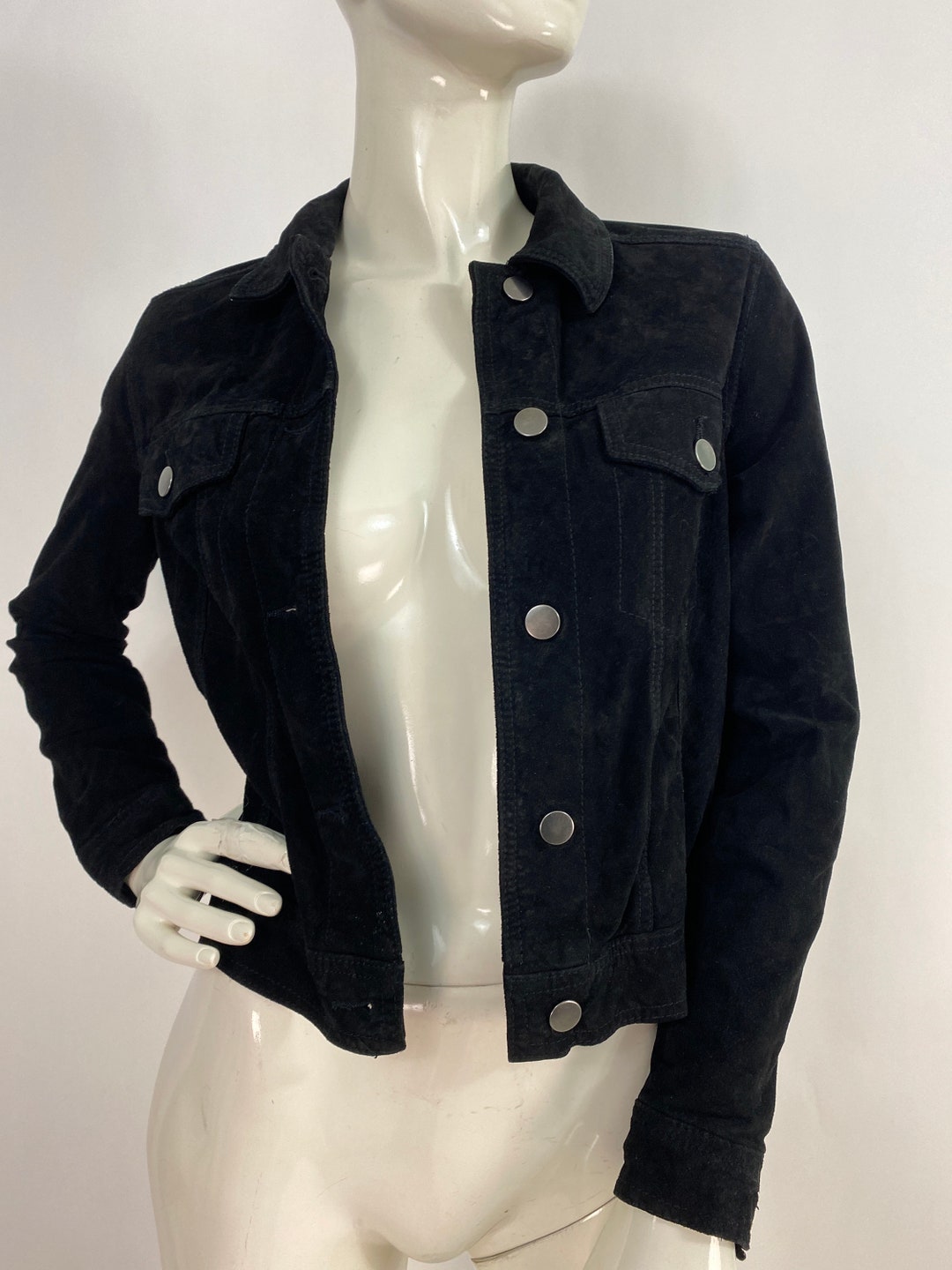 Y2k Suede Jacket, Suede Leather Jacket, Black Pigskin Jacket - Etsy