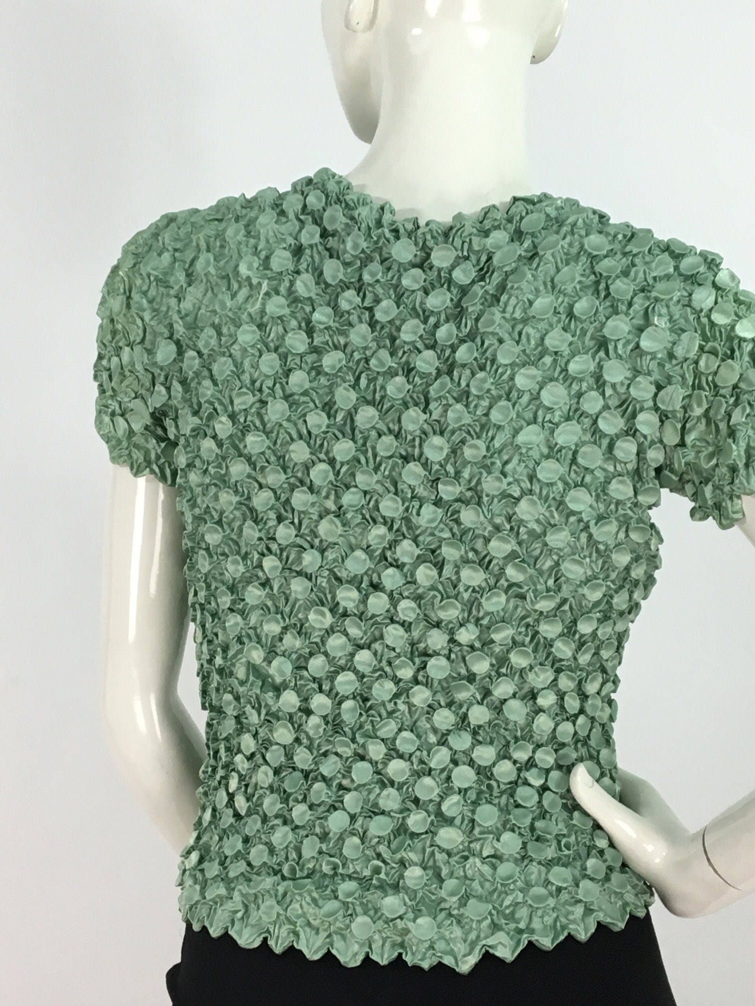 Vintage Popcorn Blouse/mint Green Bubble Top/popcorn Blouse - Etsy