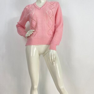 Pink Vintage Sweater, Flower Decal Sweater, Pink Floral Sweater - Etsy