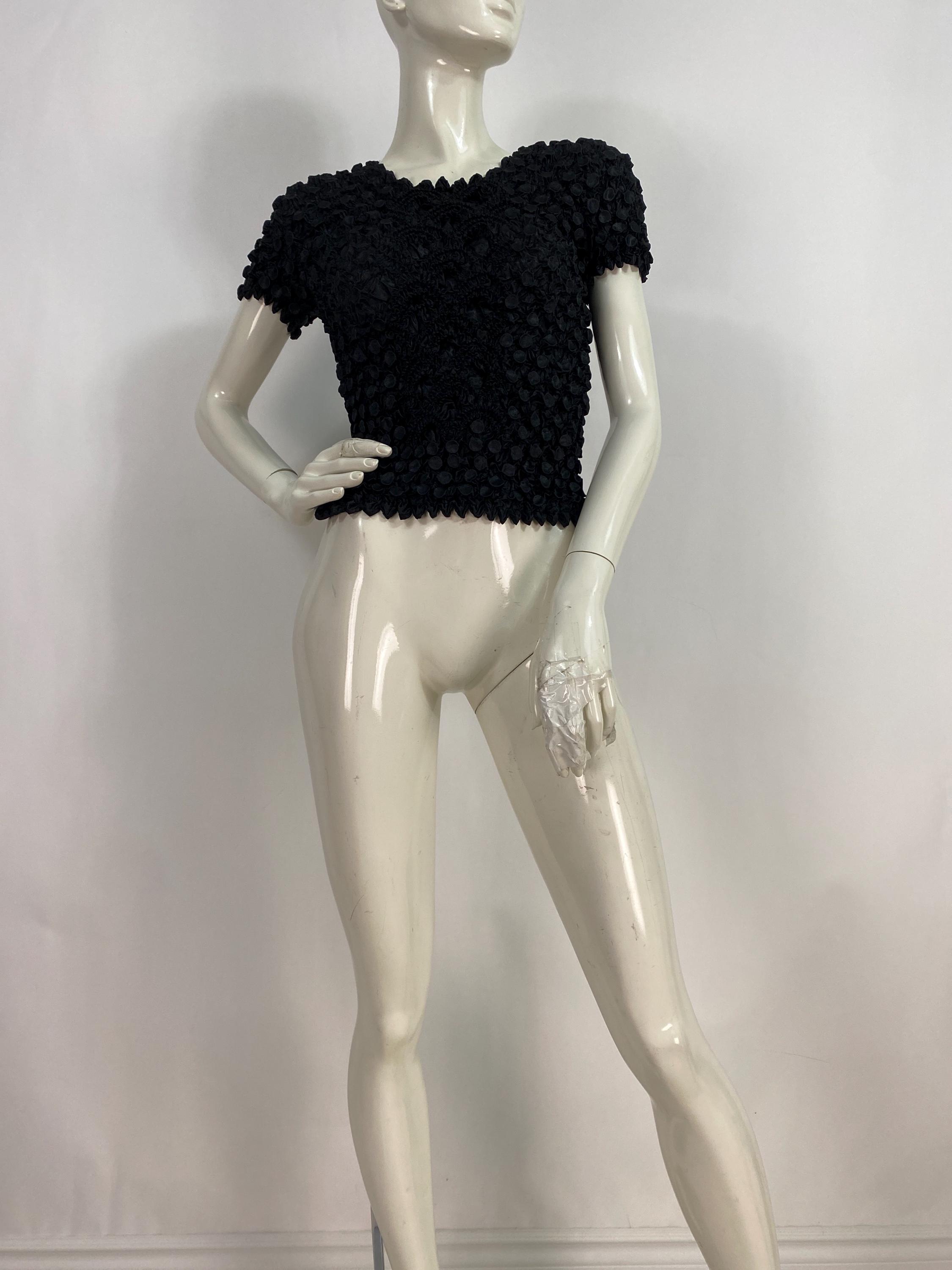 Black Bubble Top, 80s Vintage Top, Textured Top - Etsy