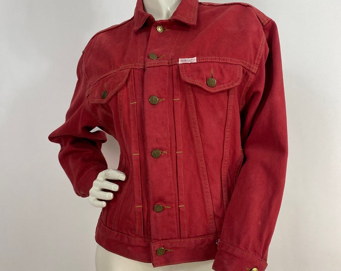 Vintage Guess Denim Jacket, Georges Marciano for Guess, Red Jean Jacket ...