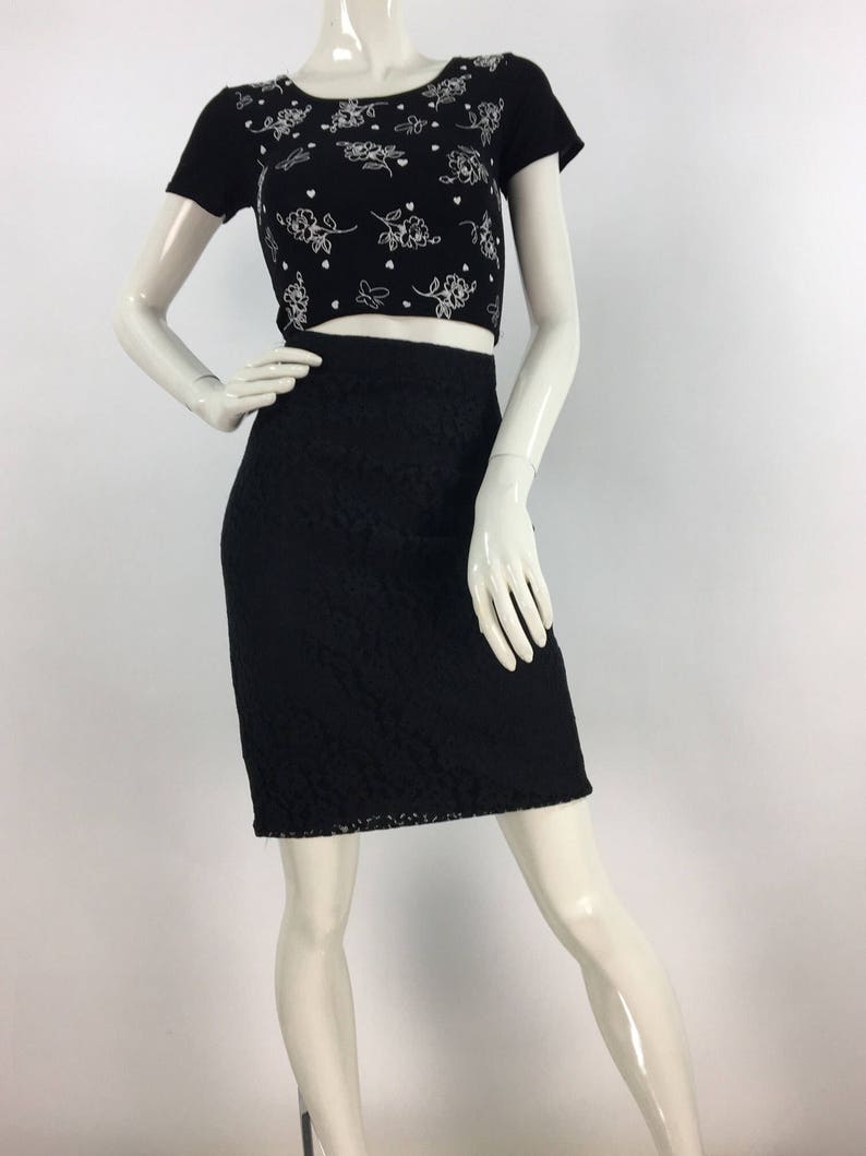 Vintage Black Lace Skirt/80s Authentic Prima Donna Fitted Lace - Etsy